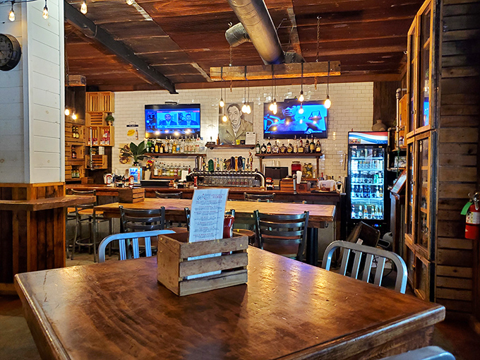 The bar area invites you to linger over a cold drink while contemplating life's important questions, like "How soon is too soon to order seconds?"