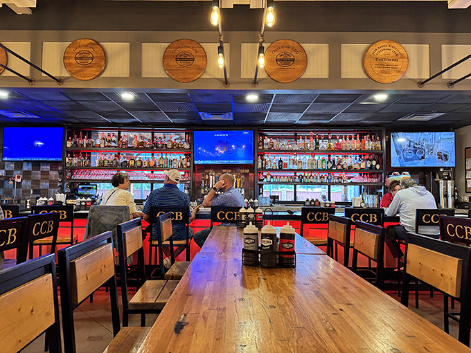 The bar at Clark Crew isn't just serving drinks&mdash;it's offering liquid courage to help you order that extra side of brisket you've been eyeing.