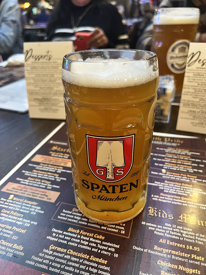 This isn't just beer—it's liquid German heritage served in a glass tall enough to require its own zip code.