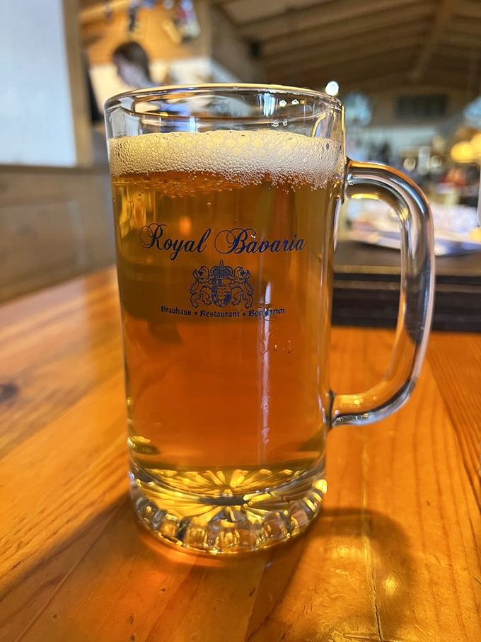Not just beer&mdash;liquid German heritage in a glass. The house-brewed pilsner catches light like amber jewelry and promises crisp refreshment.