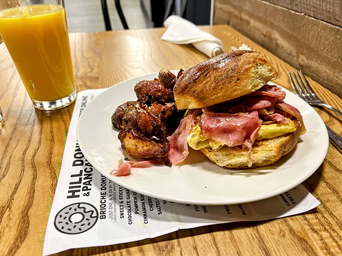 This breakfast sandwich isn't just food &ndash; it's architecture, engineering, and art all stacked between a perfect croissant.