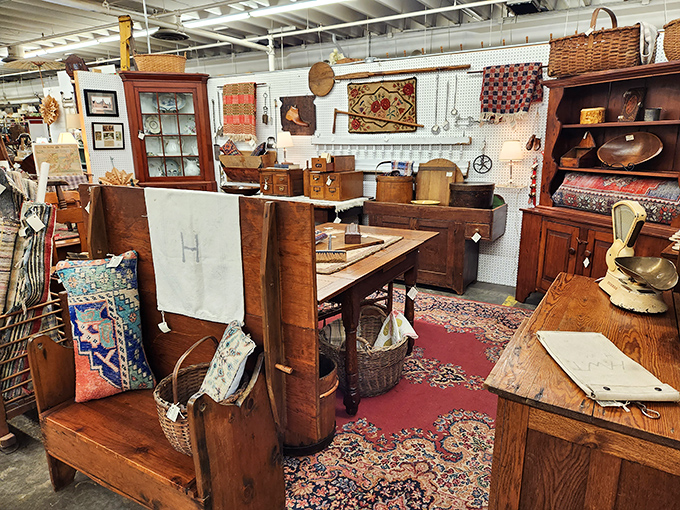 Primitive furniture with the patina that only genuine age can provide. Each scratch and worn edge tells a story of lives lived around these pieces.