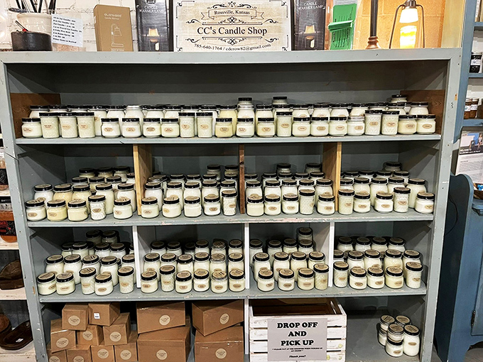 Candle heaven! Enough scented options to transform your home into everything from "Christmas at Grandma's" to "Mysterious Bookshop Owner."