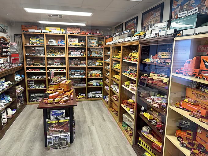 Miniature marvels fill every inch of this toy room. For many visitors, these scale models trigger memories of childhood Christmas mornings.