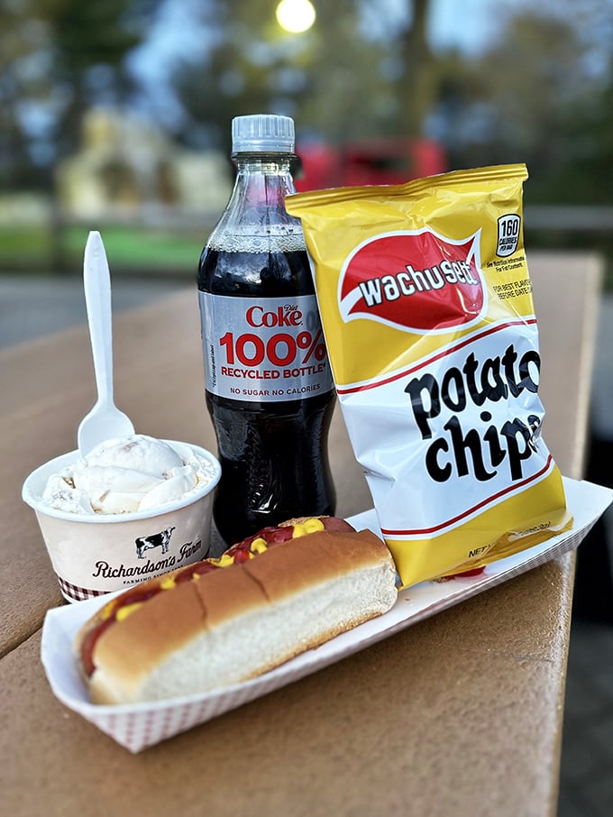 The full Richardson's experience: ice cream, hot dog, chips, and soda&mdash;the Mount Rushmore of American comfort food on one convenient tray.