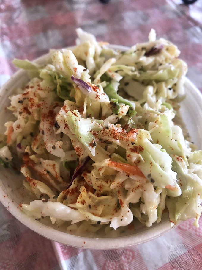 Not just an afterthought, this coleslaw brings the perfect peppery crunch to cut through rich, fatty barbecue like a refreshing cabbage ninja.