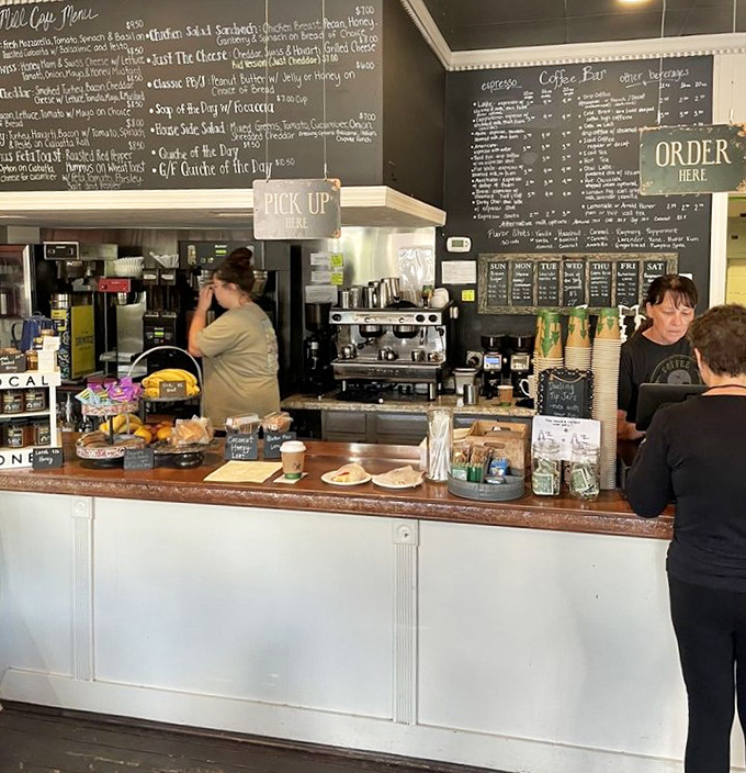 Where the magic happens—a counter that's part coffee laboratory, part breakfast command center, all staffed by morning meal maestros.