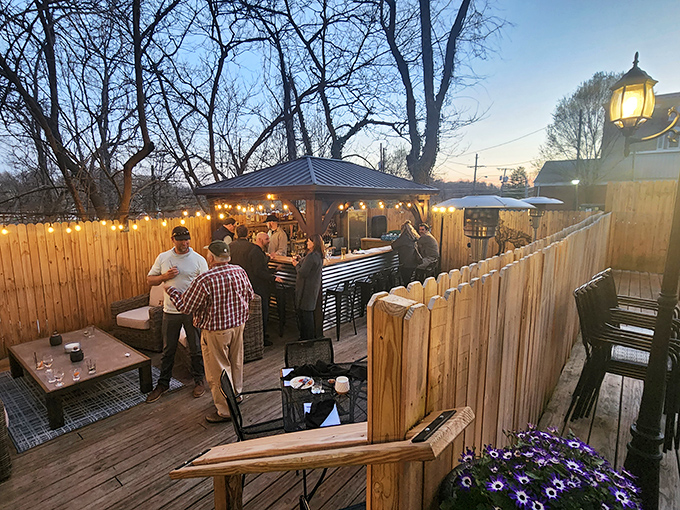 The outdoor patio comes alive at dusk, when string lights create a magical atmosphere that turns strangers into friends faster than you can say "another round."