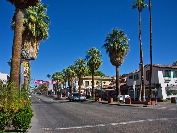 Downtown's Spanish Colonial architecture plays counterpoint to mid-century modern, creating a visual timeline of California design evolution.