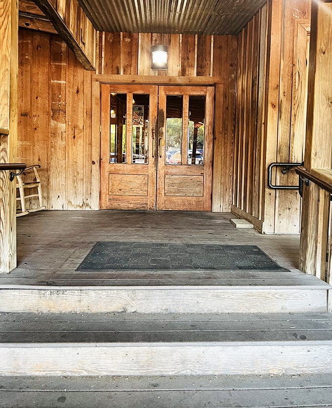 The entrance says it all&mdash;unpretentious, welcoming, and built to last. These wooden doors have welcomed generations of hungry guests.