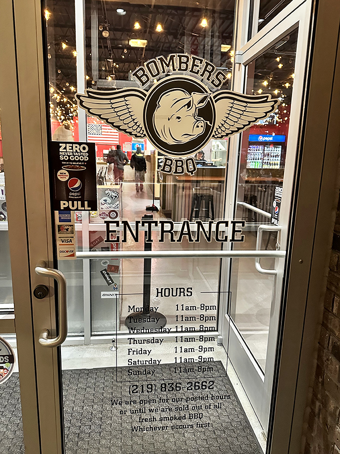The entrance door tells you everything you need to know: They're open until the day's batch of slow-smoked perfection runs out.