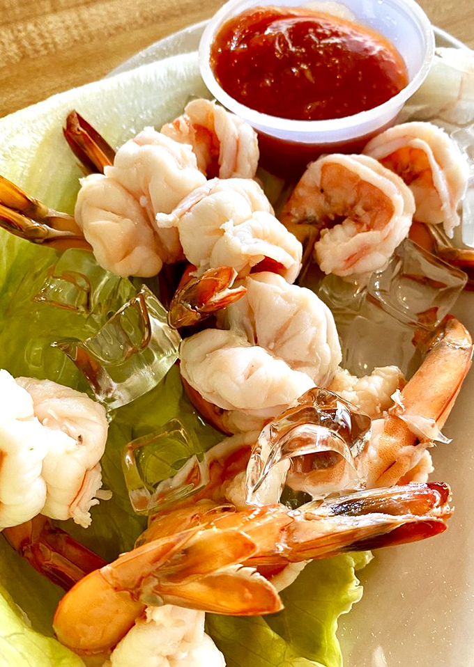Shrimp cocktail so fresh and plump, they look like they're still doing the backstroke in that cocktail sauce.