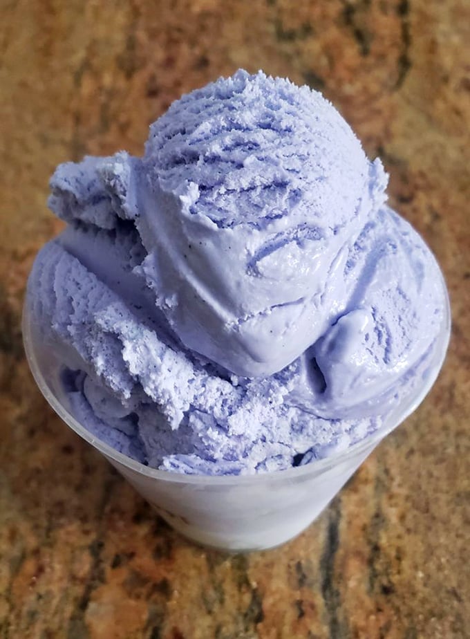 The lavender ice cream's delicate purple hue promises floral notes that would make a French pastry chef nod in approval. 