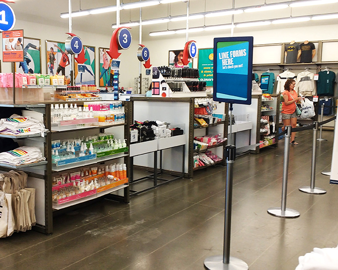 Old Navy's efficient checkout system&mdash;where the line moves quickly enough that you won't have time to reconsider that impulse purchase of matching family t-shirts.