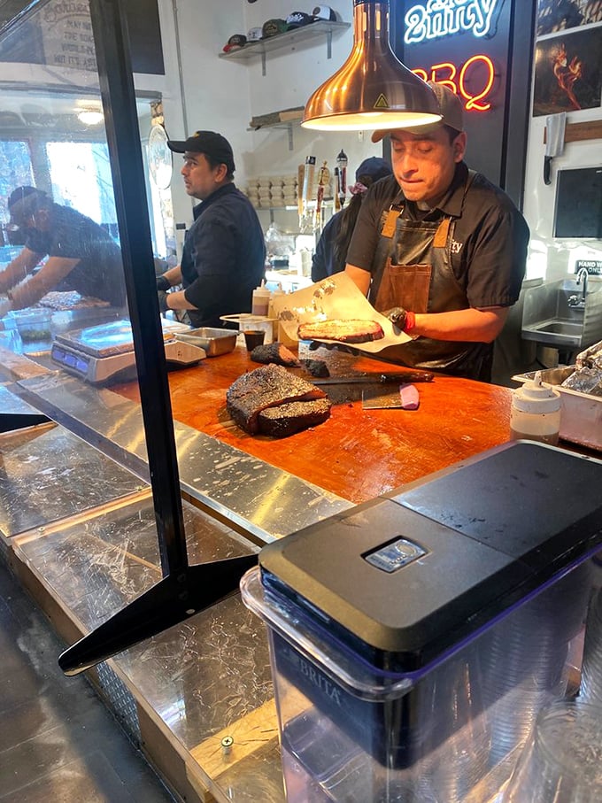 Behind the counter, barbecue artisans practice their craft with the focus of surgeons and the soul of poets. This is where the magic happens.