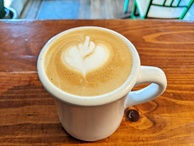Latte art that deserves a moment of silent appreciation. The barista wasn't just making coffee; they were creating a fleeting masterpiece.