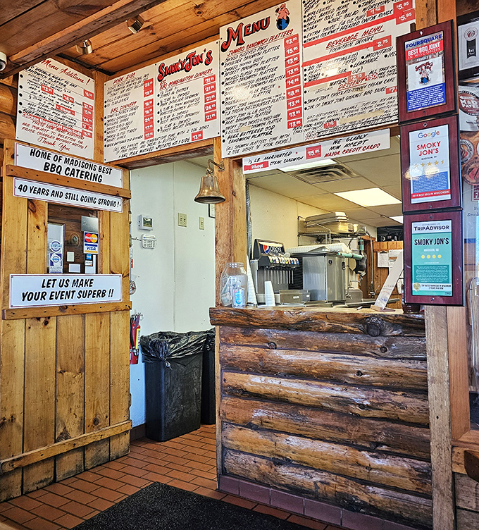 The ordering counter&mdash;where dreams are spoken aloud and transformed into platters of smoky perfection. Choose wisely, but there are no wrong answers.