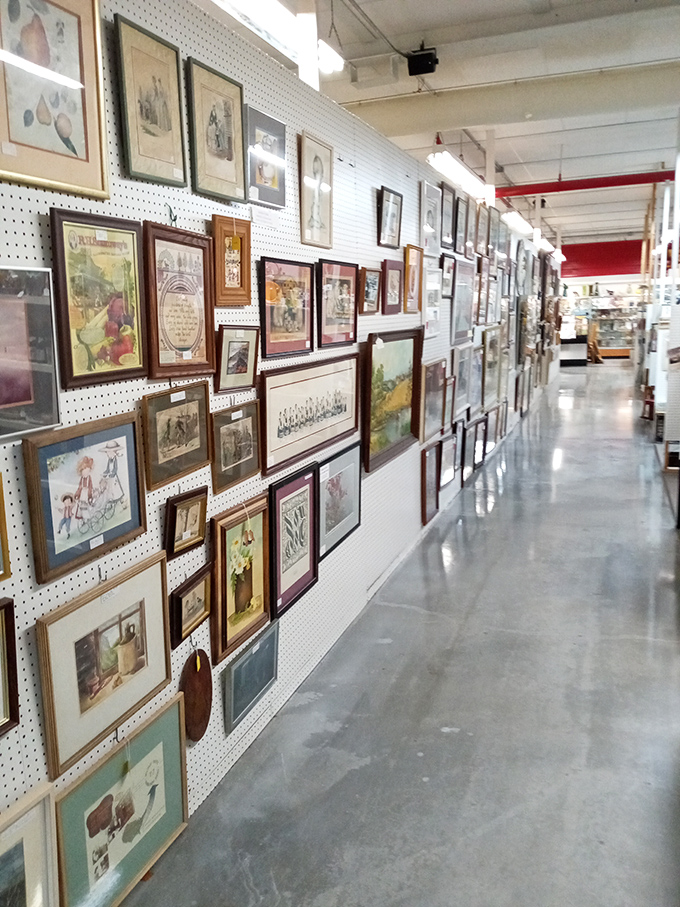 Every booth is its own museum curation&mdash;this one featuring religious iconography alongside vintage kitchenware and wooden treasures. 