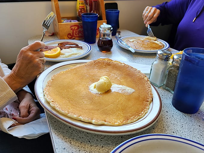 Pancakes the size of hubcaps &ndash; this golden disc of perfection proves that sometimes bigger really is better, especially when butter's involved.