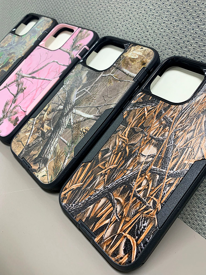 Camouflage phone cases hiding in plain sight. Perfect for the outdoorsy types who want their technology to blend with their lifestyle.