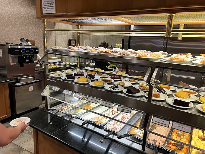 A buffet line that stretches toward the horizon, where each pan contains something your grandmother would approve of, only in much larger quantities. 