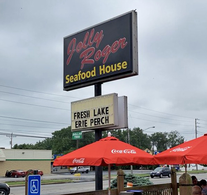 The beacon that guides hungry travelers through Port Clinton. This sign has directed more food pilgrimages than any GPS ever could.