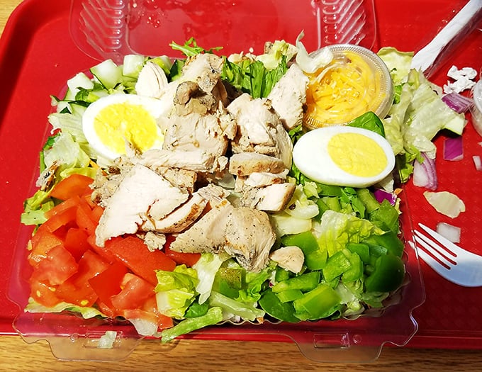 Even the salads at The Beacon mean business. This isn't some dainty appetizer—it's protein, vegetables, and eggs reporting for duty.