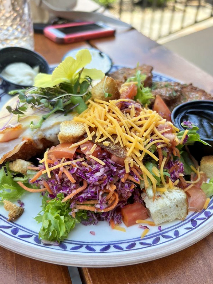 This isn't just a salad—it's a celebration of colors that somehow makes virtue and indulgence best friends on the same beautiful plate.