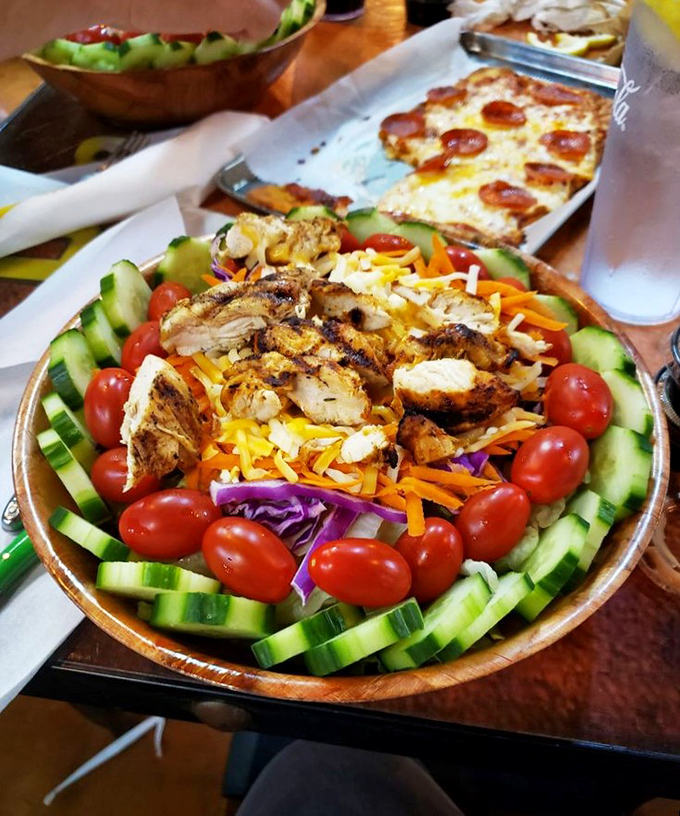 This colorful salad proves herbivores can eat well at DinoLand too. Arranged like a prehistoric garden, it's as beautiful as it is nutritious.