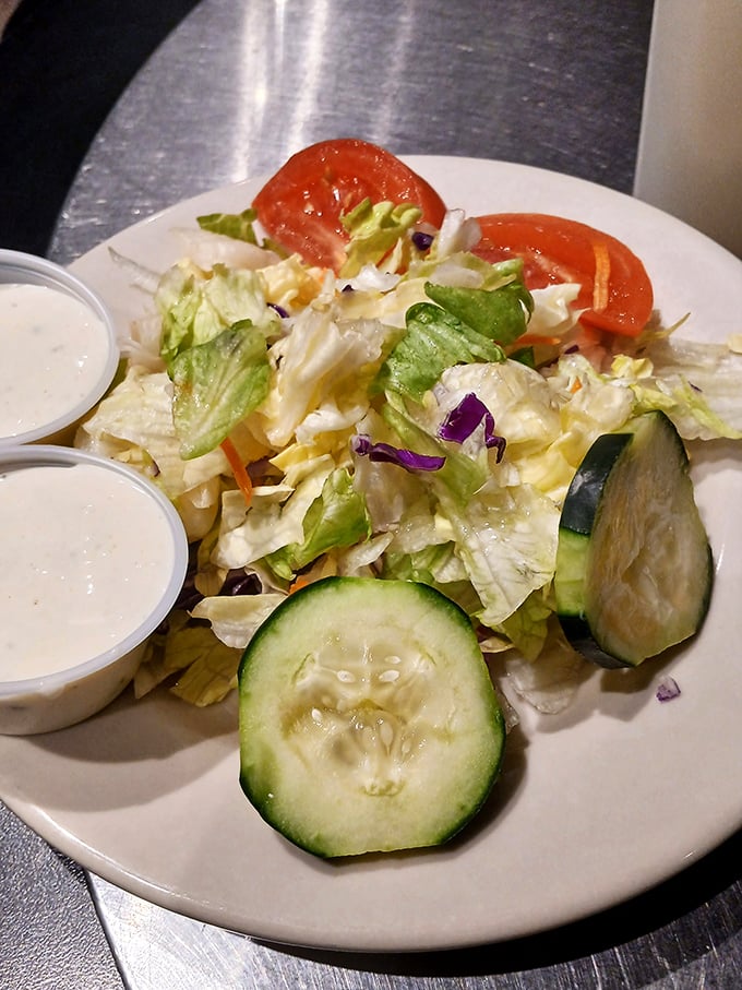 A salad at a diner? Yes, when it's this fresh. Crisp vegetables that remind you eating green doesn't have to be punishment.
