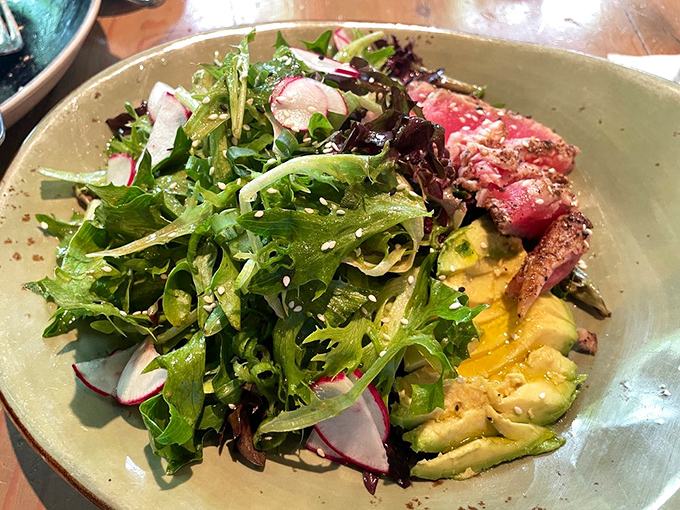 A salad that doesn't apologize for being a salad&mdash;vibrant greens, perfect avocado, and that gorgeous ruby meat playing off each other in wonderful harmony.