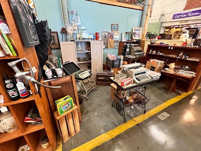 Vintage typewriters and office supplies await writers seeking inspiration or anyone who remembers the satisfying clack of manual keys.