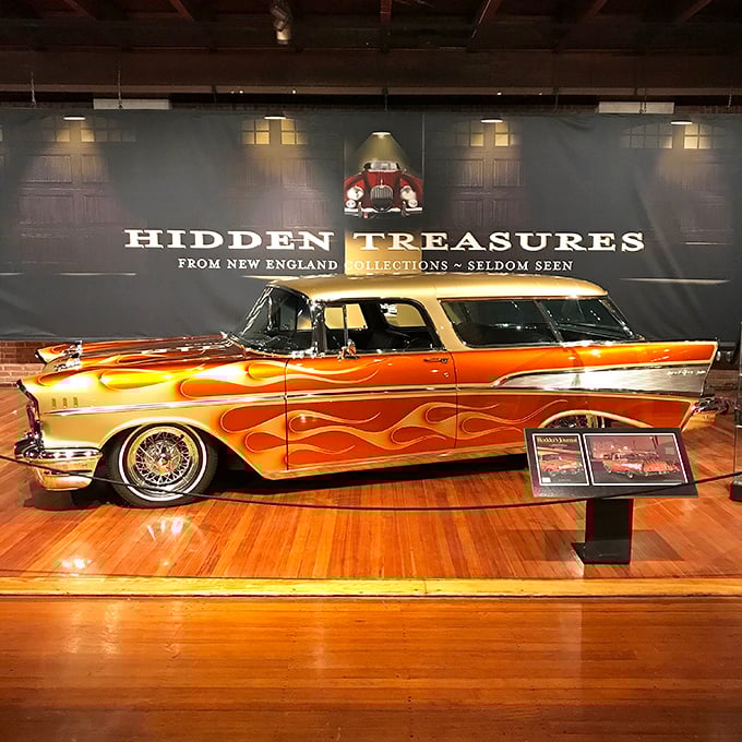 Flame decals and a two-tone paint job make this 1957 Chevy Nomad the coolest wagon on the block&mdash;suburban transportation with serious attitude.