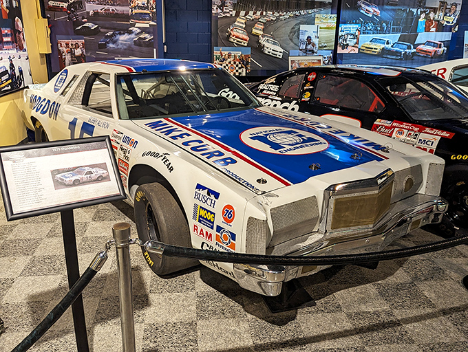This Mercury Thunderbird wears its battle scars proudly. In NASCAR's world, a dented fender is just proof you're trying hard enough.