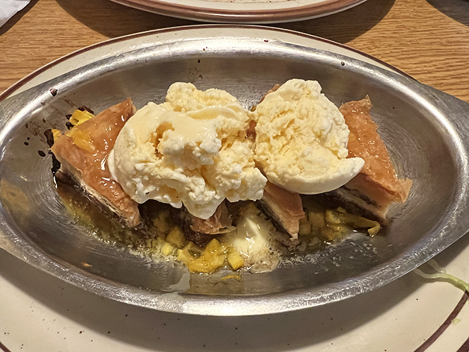 Apple pie and ice cream: proof that some relationships are simply meant to be. The warm-cold contrast is nature's perfect dessert symphony.