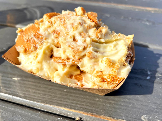 Banana bread pudding that would make your childhood memories blush with inadequacy. Comfort food that's had a master class in sophistication.