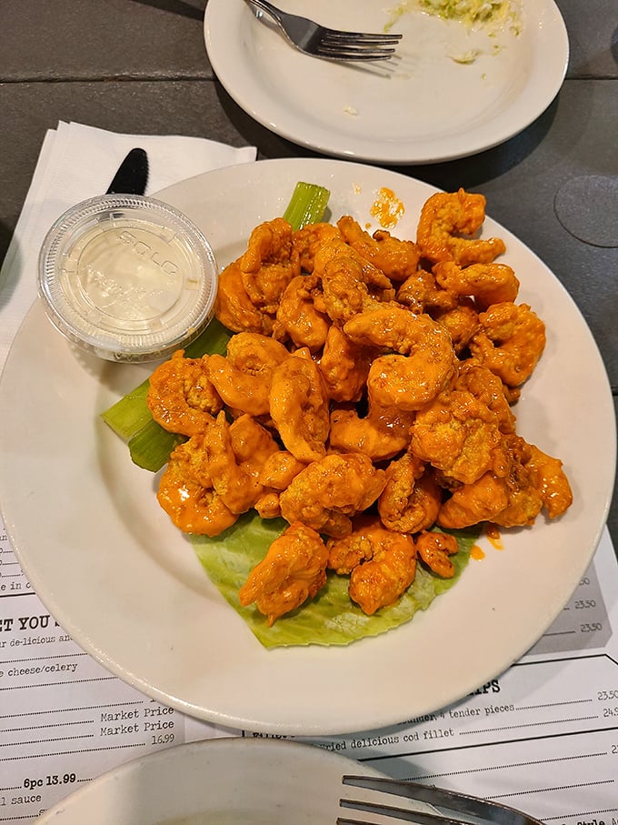 Buffalo shrimp that prove sometimes the best innovations come from taking two perfect things and introducing them to each other.