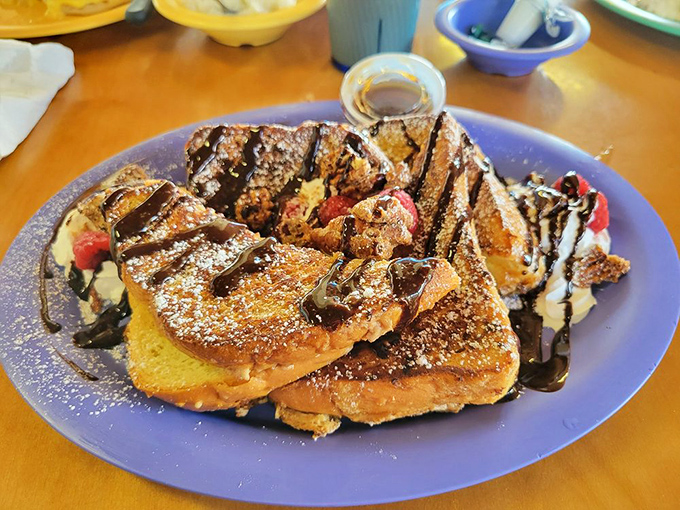 French toast that crossed paths with a cannoli somewhere in breakfast heaven &ndash; creating a sweet alliance that makes mornings worth facing.