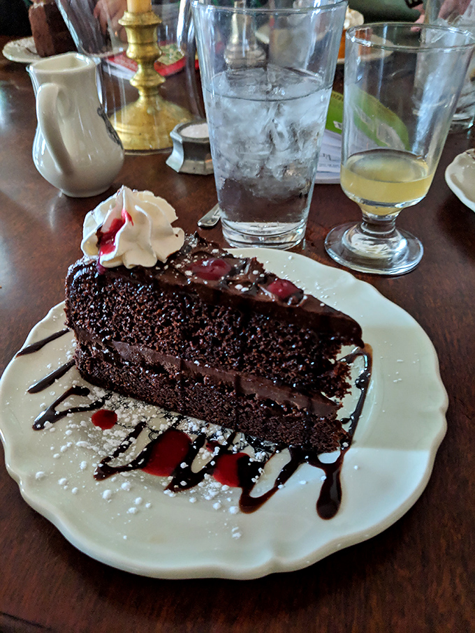 A slice of chocolate cake so decadent, Thomas Jefferson would have added "the pursuit of dessert" to his list of inalienable rights.