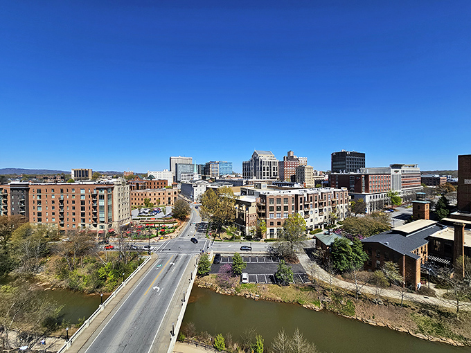The Blue Ridge Mountains provide nature's backdrop to Greenville's skyline&mdash;a reminder that the best cities know how to share the spotlight.