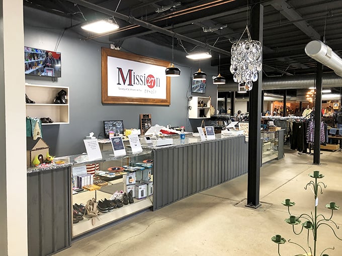 The checkout counter—the final gateway between "maybe I should" and "I can't believe I found this!" where thrifting victories become official.