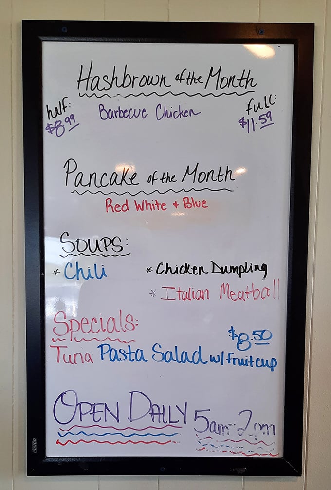 The "Hashbrown of the Month" board&mdash;proof that innovation doesn't require fancy ingredients, just creative ways to make potatoes even more delicious.