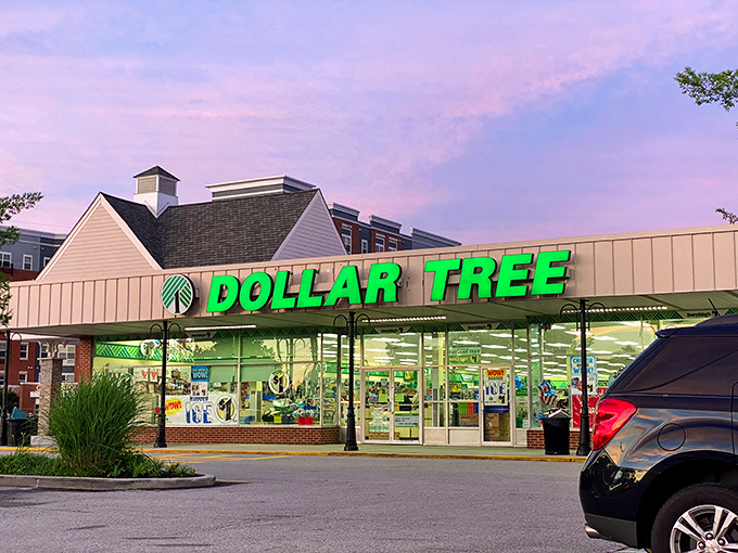 Even the Dollar Tree looks magical under Newark's pastel sunset skies. Budget shopping never looked so good &ndash; another reason this town stretches retirement dollars further.