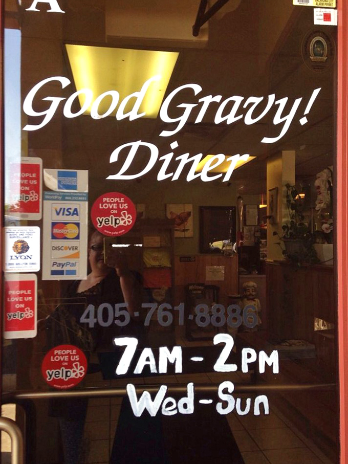 The door to breakfast paradise, complete with hours that respect the sanctity of proper morning meals. That "People Love Us on Yelp" sticker? Understatement of the year.