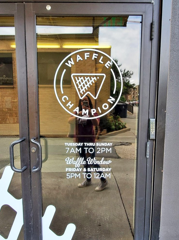 The door to waffle paradise opens early but closes after lunch. The early bird gets the chicken and waffles.