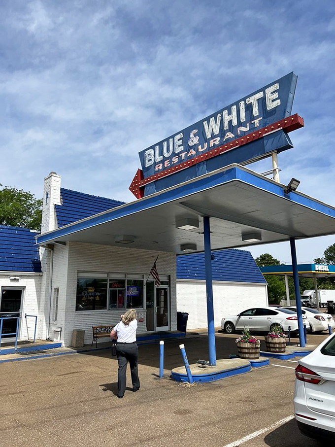That sign against the Mississippi sky is more than directions&mdash;it's a promise. Follow the blue and white arrow to satisfaction that's stood the test of time. 