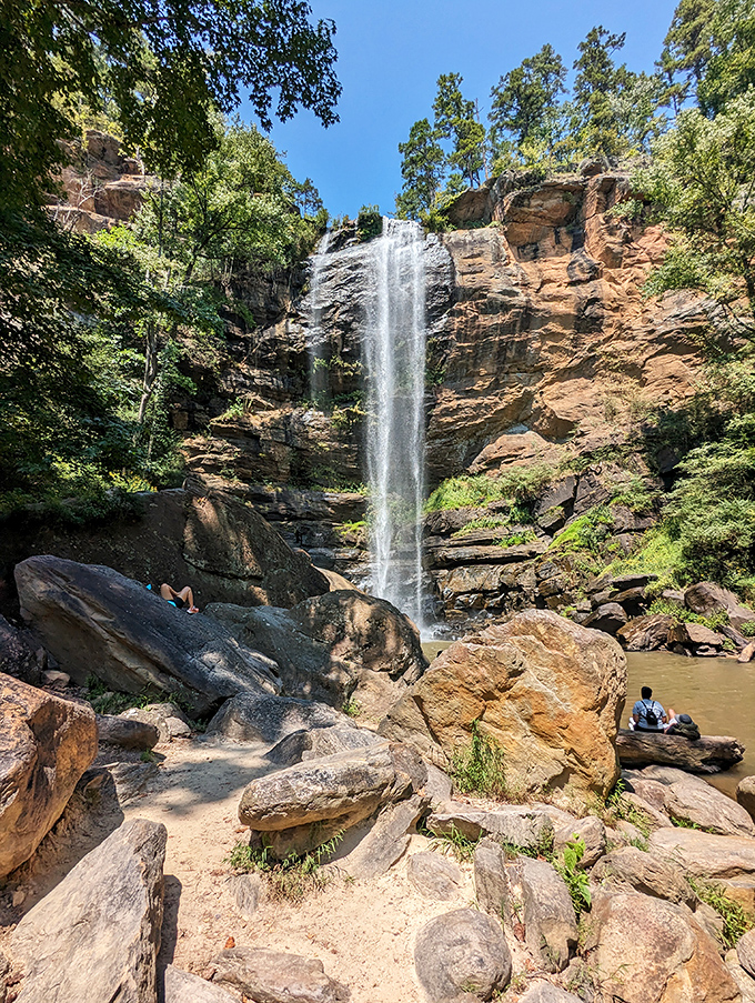 The full majesty of Toccoa Falls on display &ndash; where gravity and water create a spectacle that puts most human entertainment to shame.