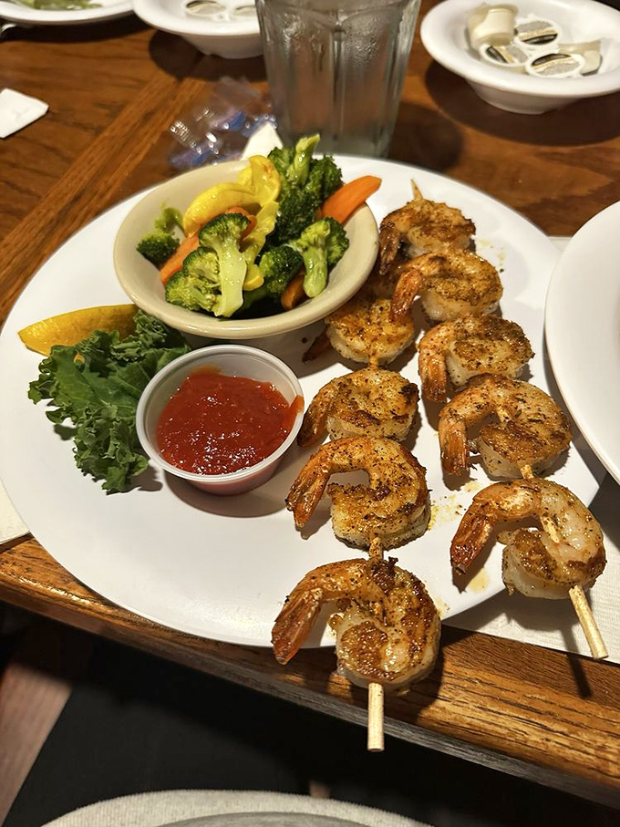 Grilled shrimp skewers with vibrant vegetables – for when you want to pretend you're eating healthy while still enjoying every delicious bite.