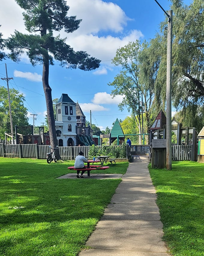 Ketchum Park offers a whimsical playground where adults secretly wish they could climb without judgment from their own children.