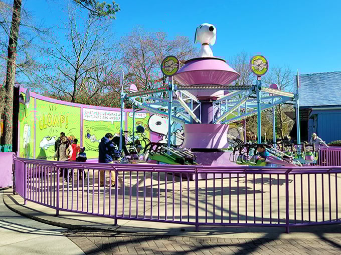 The whimsical Peanuts-themed rides in Planet Snoopy prove that childhood joy comes in all shapes, sizes, and spinning velocities.